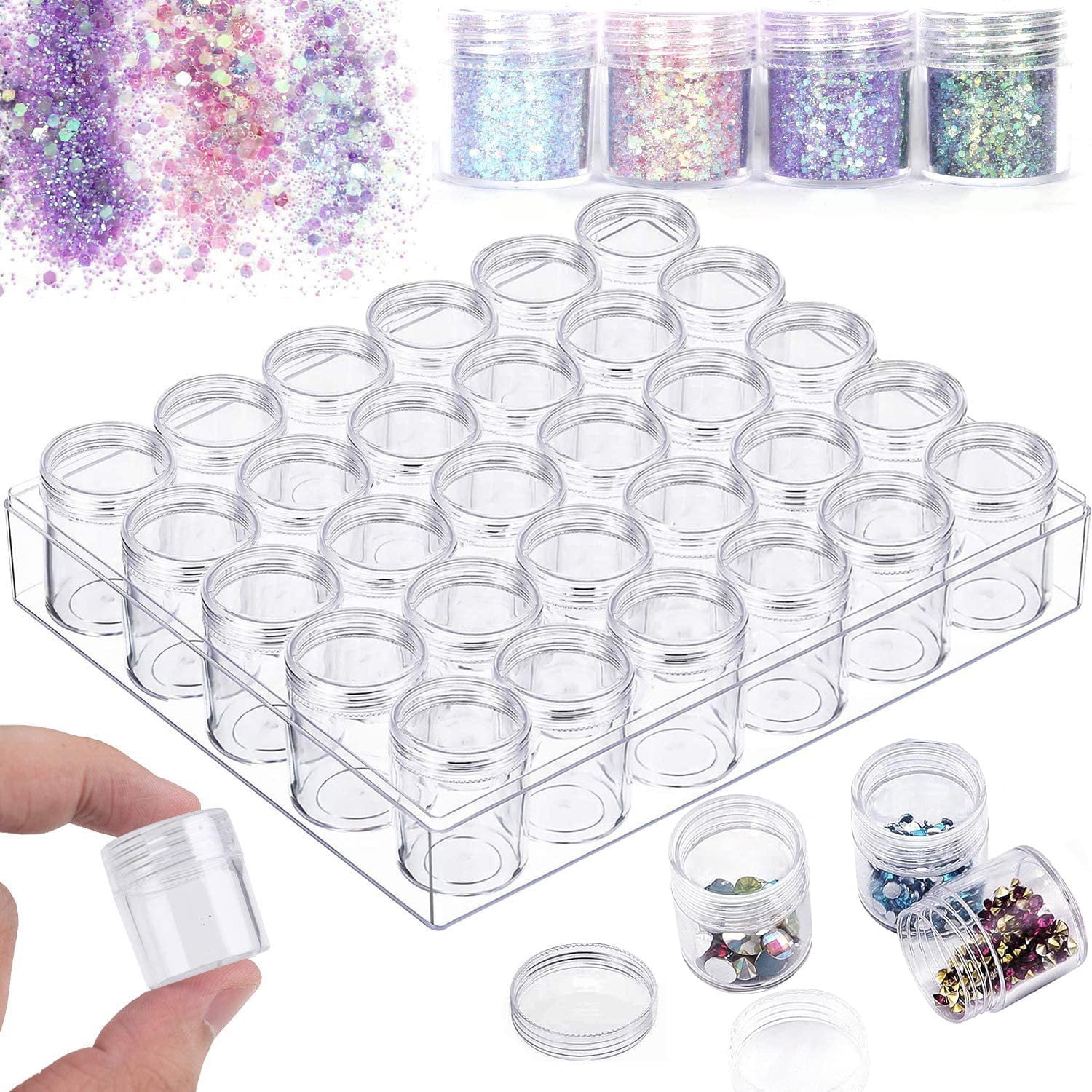 Clear Bead Storage Containers with Lids,Bexikou 30 Grids Embroidery ...