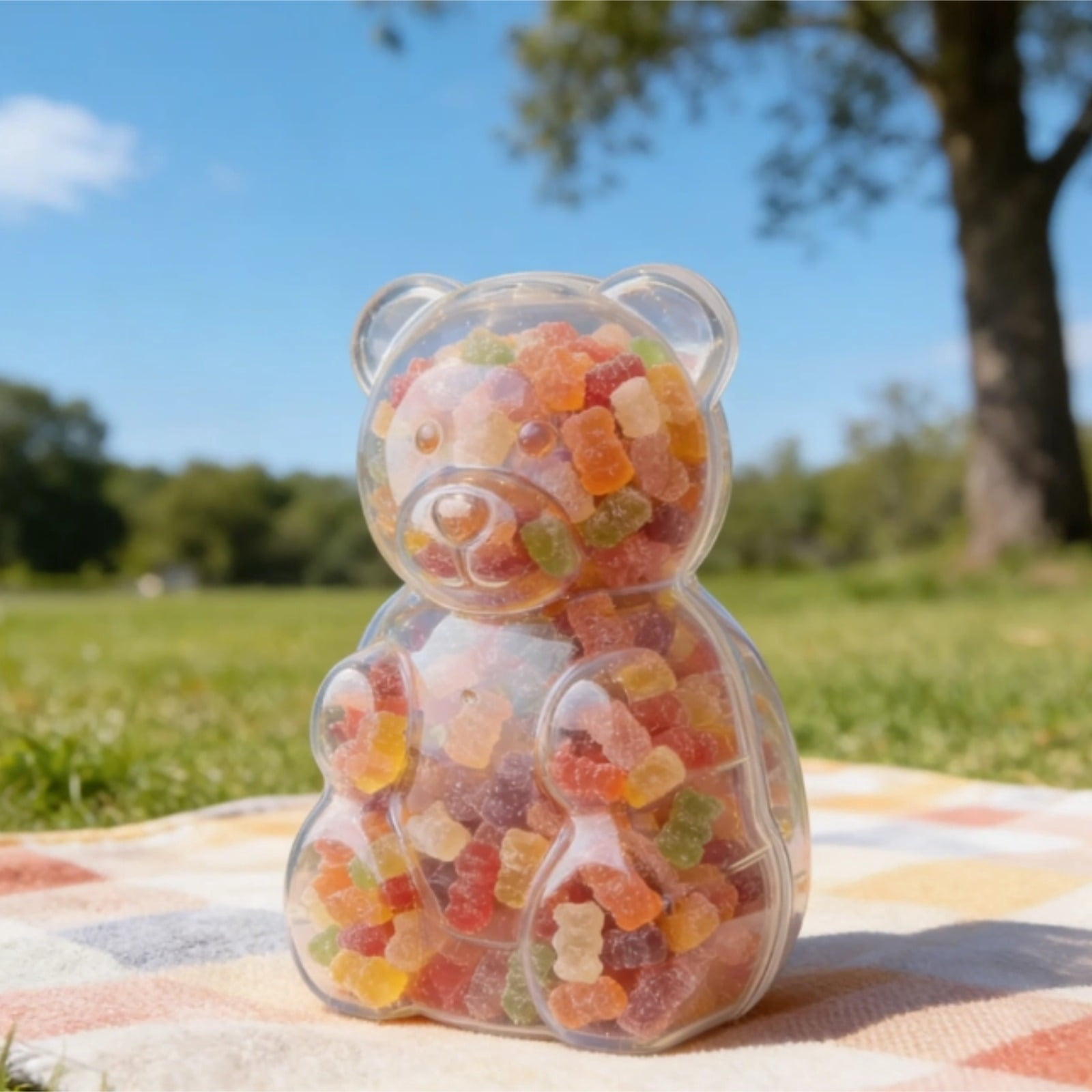 Clear Bear-Shaped Gummy Bear Container - Reusable Plastic Storage with ...