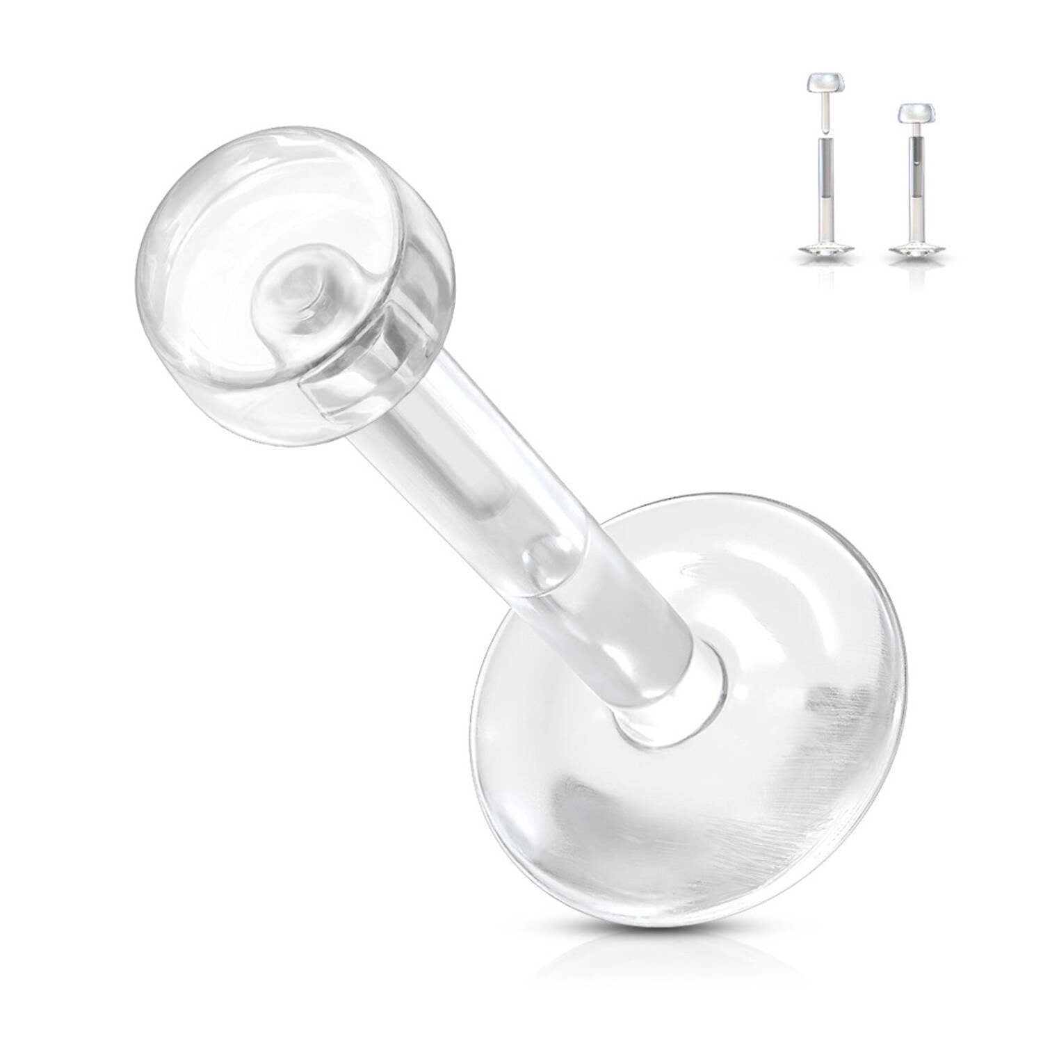Clear Bio-Flex Tongue Retainer 14 Gauge with Threadless Removable Top ...