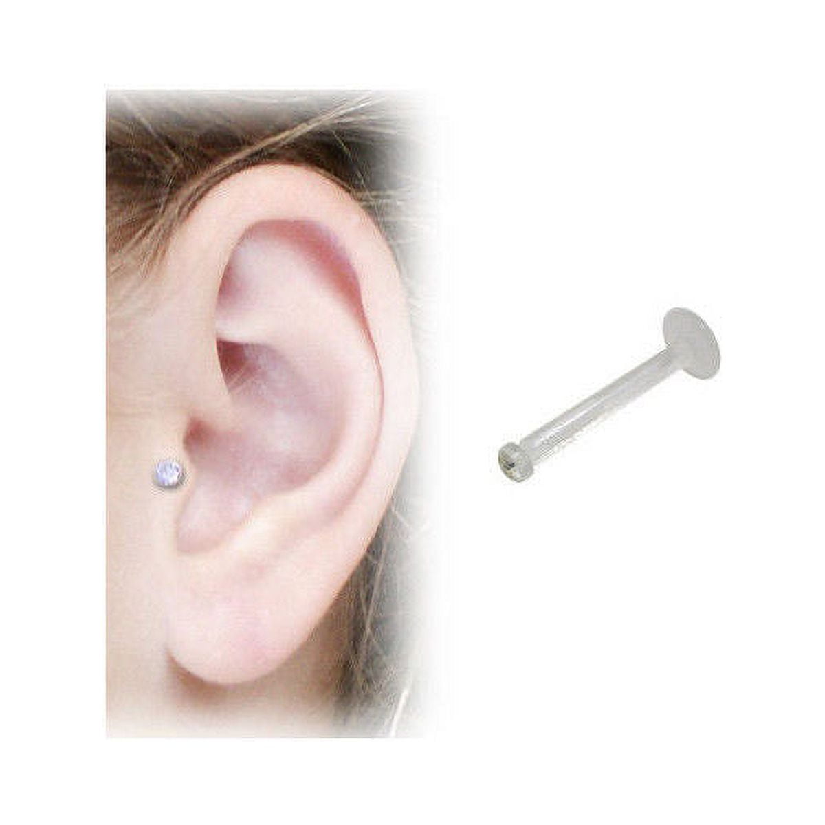 Clear BioFlex Labret with Clear Bezel Set Gem - Walmart.com