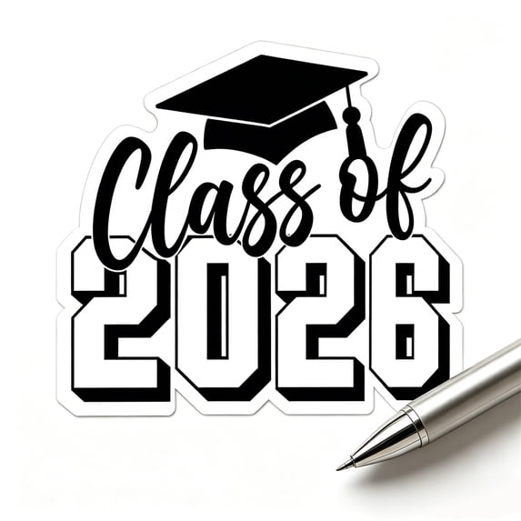 Clear Black Class of 2026 Stickers, 30 Pcs Waterproof Vinyl Stickers ...