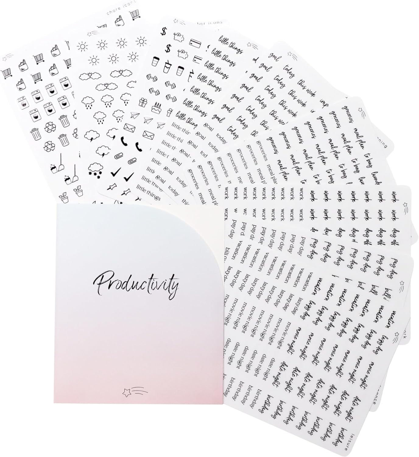 Clear Black Foil Planner Stickers - Productivity - Functional - Icons ...