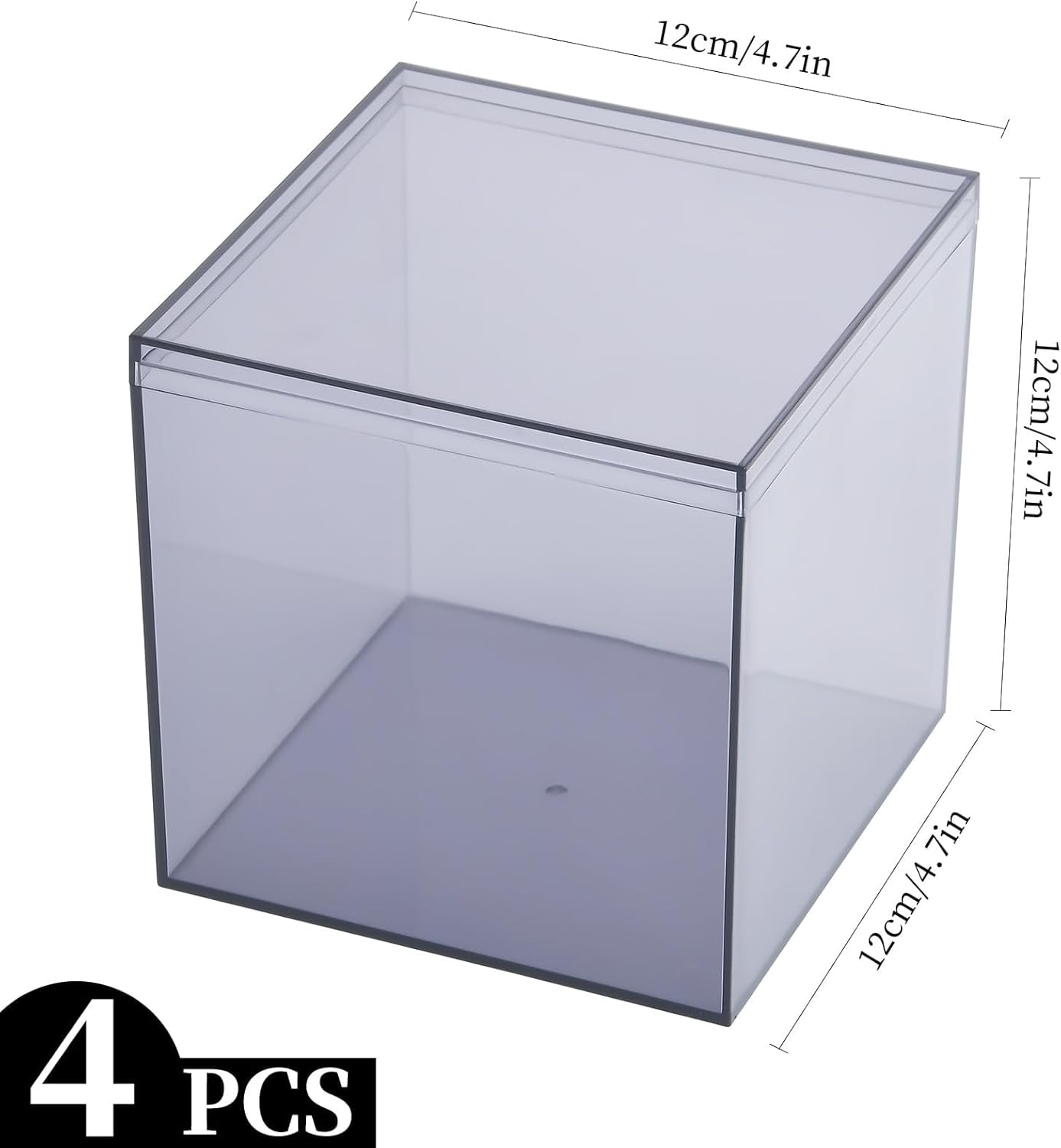 Clear Black Square Acrylic Boxes, 4 Pack Acrylic Plastic Cube ...