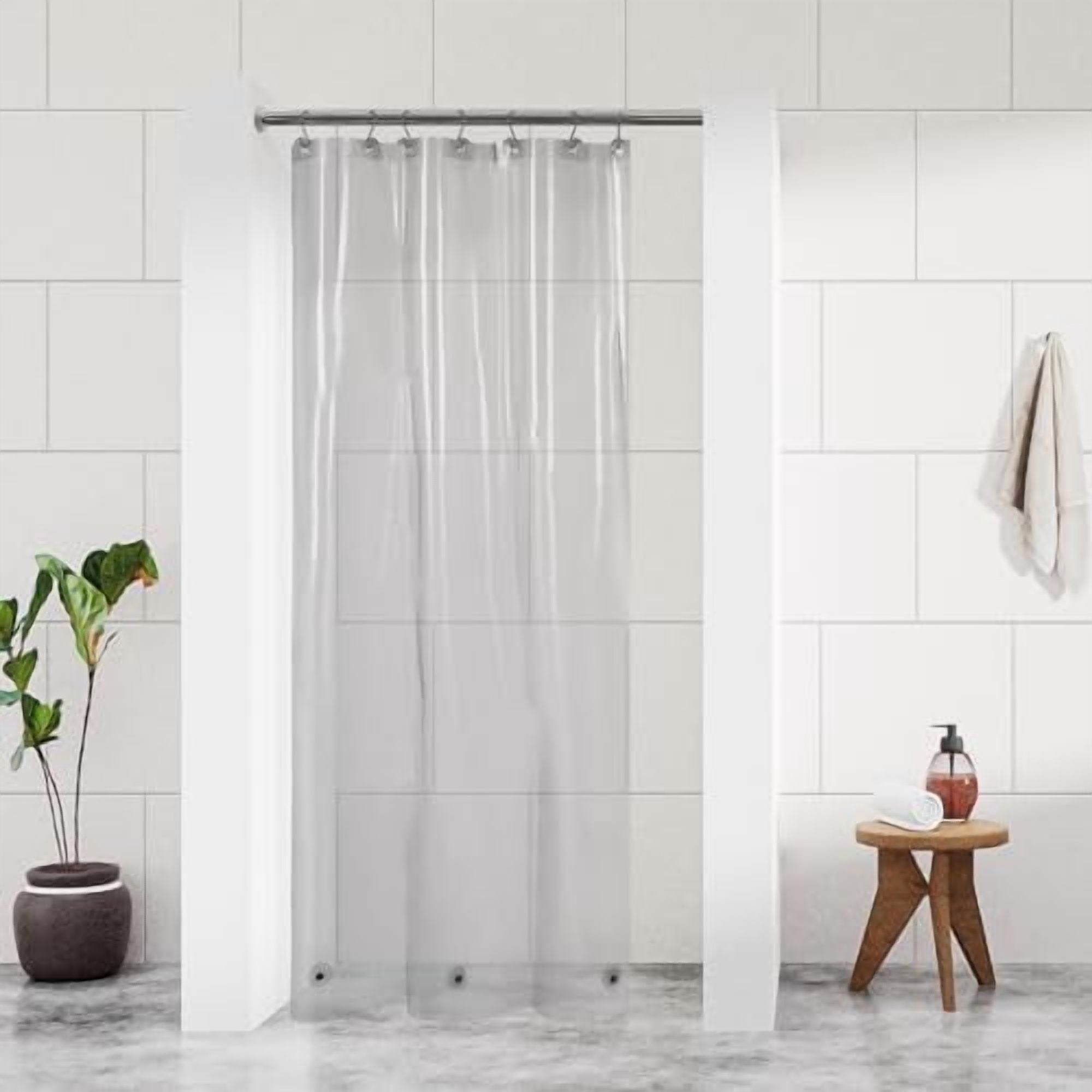 Clear Black Stall Shower Curtain Liner with 3 Magnets - 36" x 72 ...