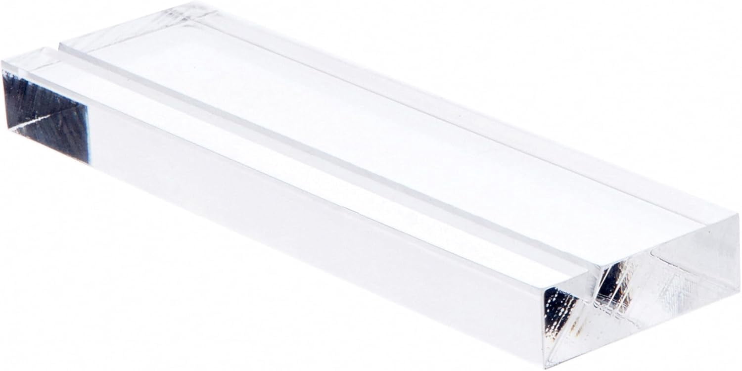 Clear Block with Sign Display Holder Slot, 5" W x 1.5" D x .5" H (6 ...