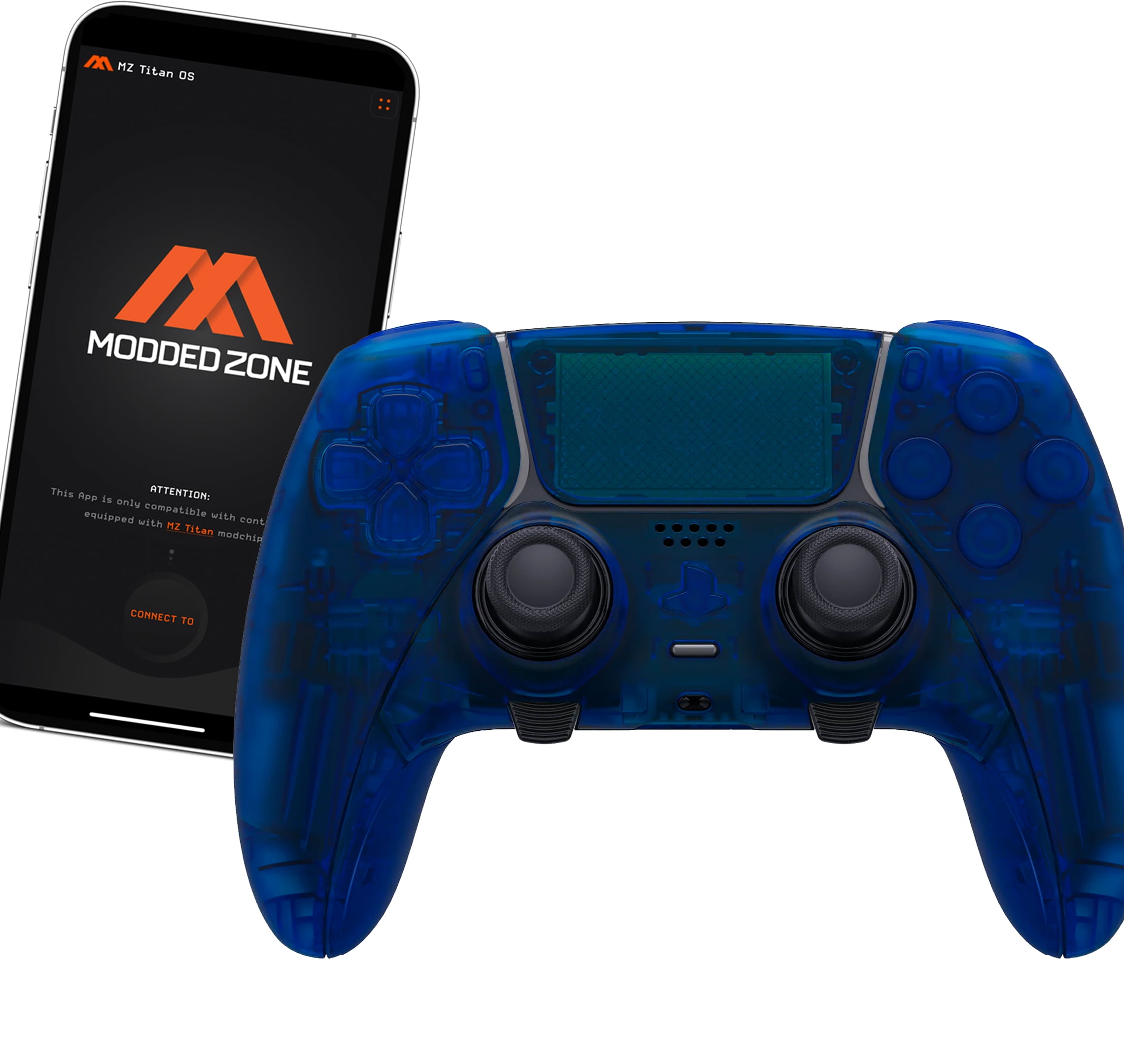 Clear Blue MODDEDZONE Custom Modded EDGE Controller for PS5 & PC With Mobile App Controlled ...