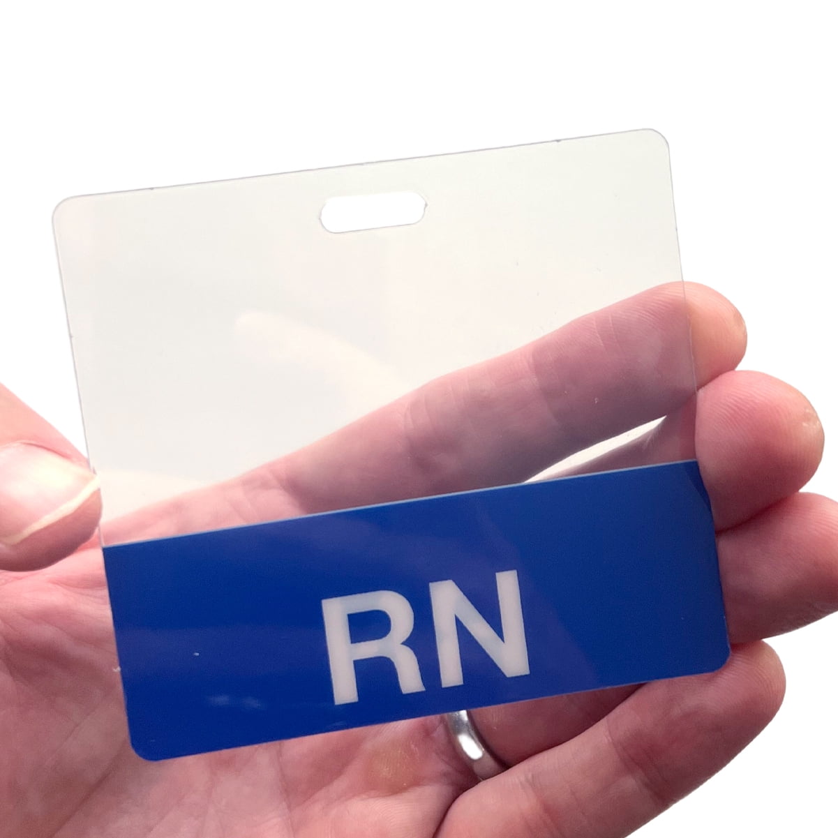 Clear Blue "RN" Badge Buddy - Heavy Duty Horizontal Badge Buddies for ...
