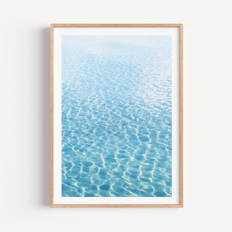 Clear Blue Water Poster Art, Minimalist Coastal Ocean Poster Decor ...