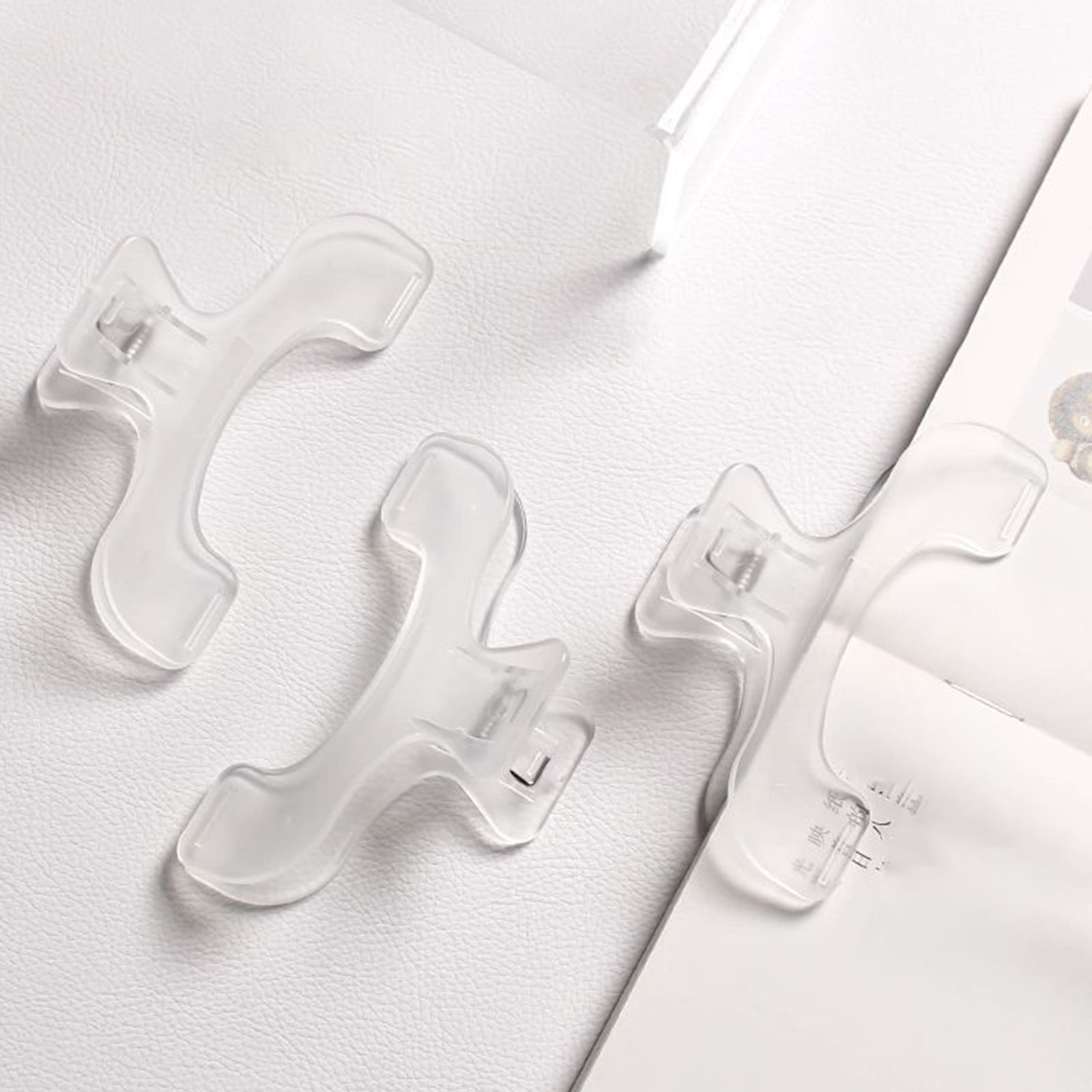 Clear Book Page Holder Clips - 3 Pack Transparent U-Shaped Plastic ...