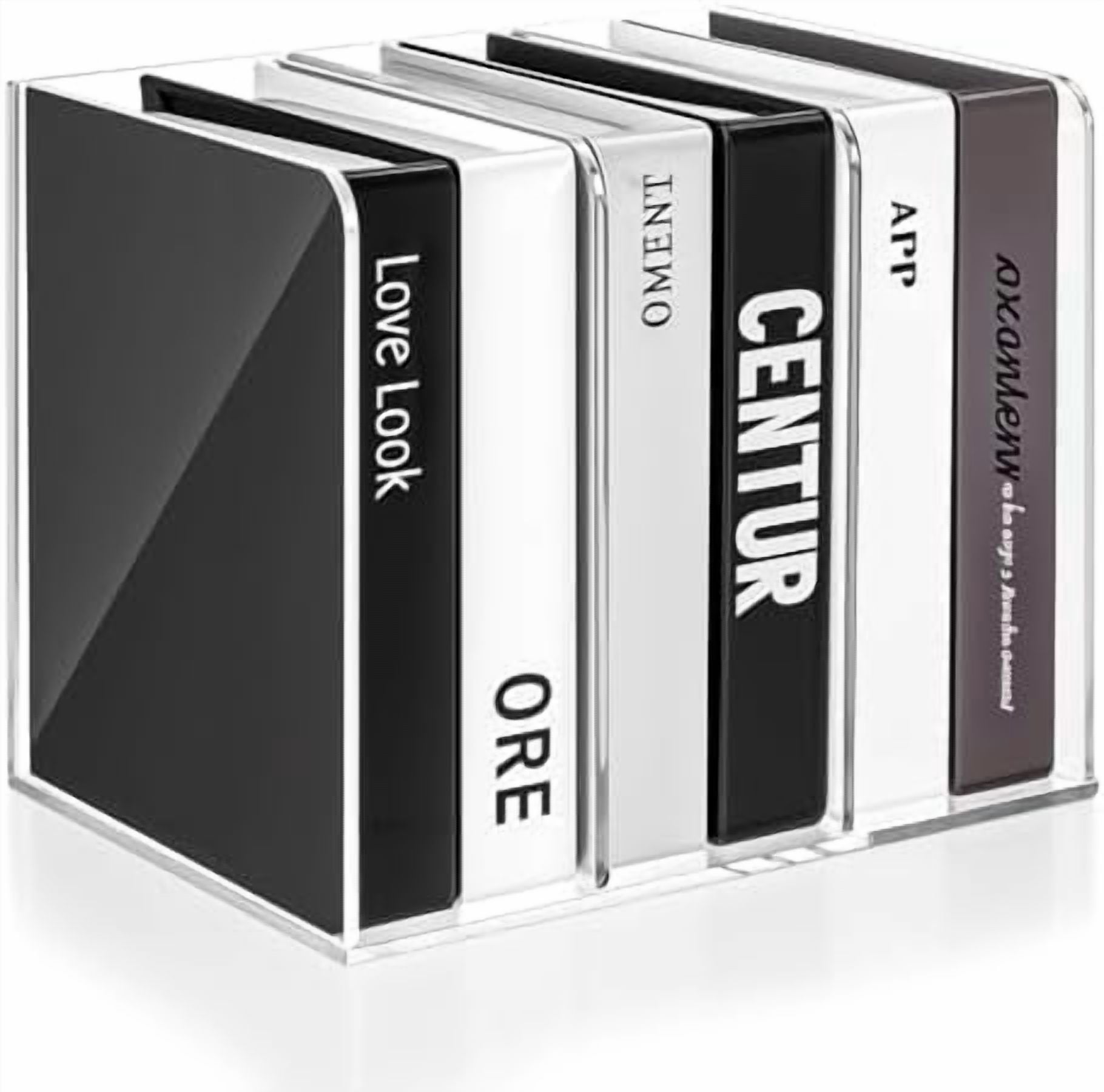 Clear Bookend File Sorter Holder with 3 Vertical Compartments, Acrylic ...