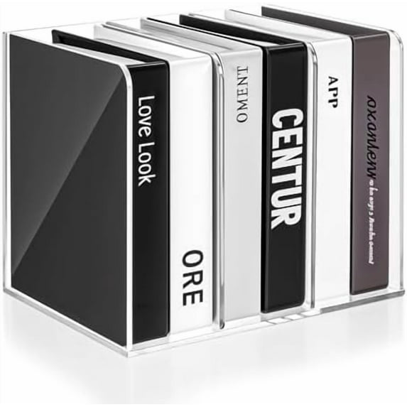 Clear Bookend File Sorter Holder with 3 Vertical Compartments, Acrylic ...