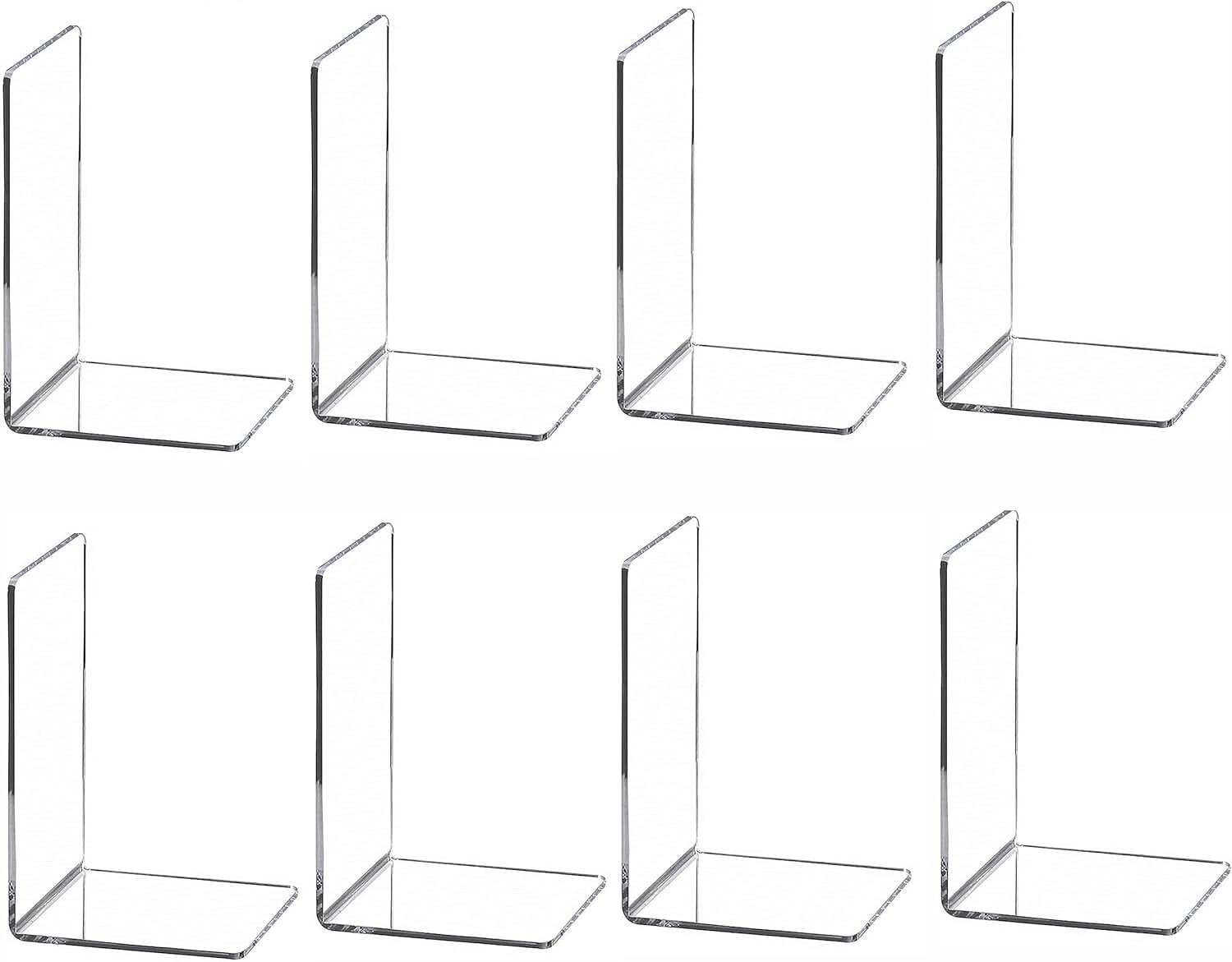 Clear Bookends for Heavy Books,8pcs Acrylic Book Shelf Organizer for ...