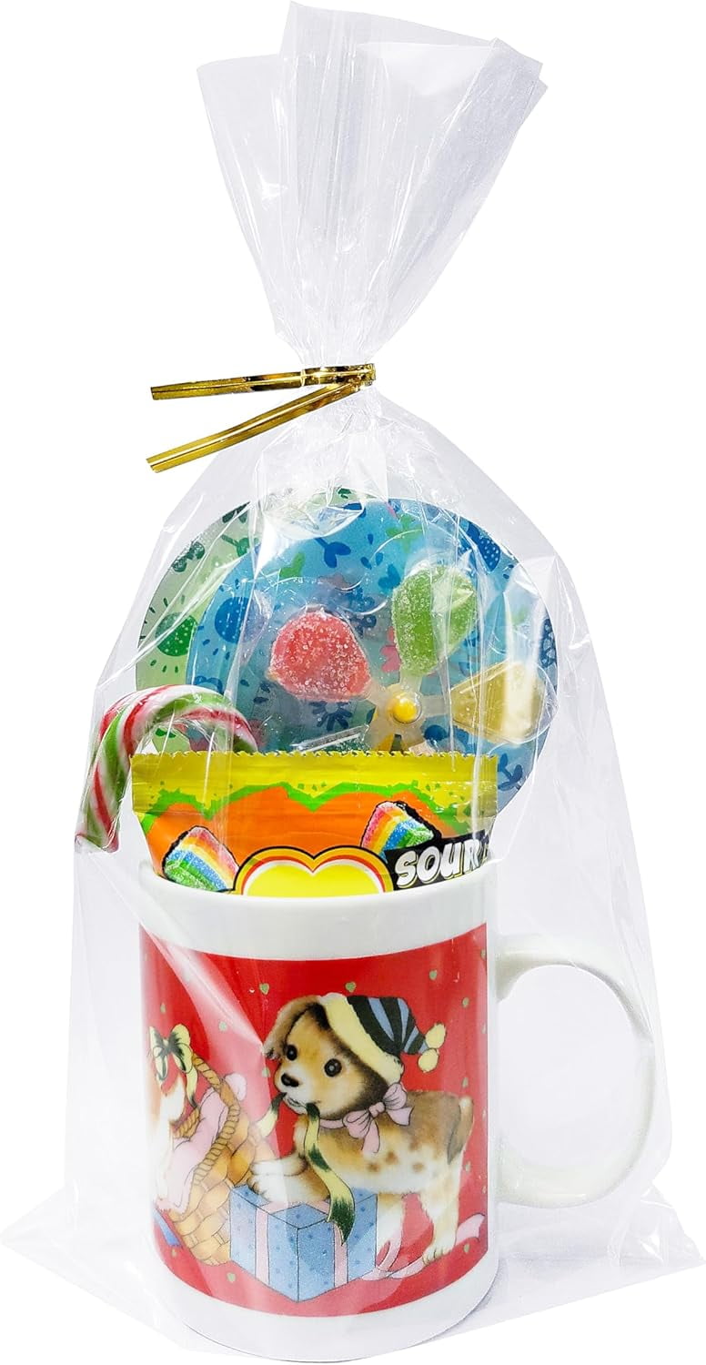 Clear Bottom Gusset Cellophane Treat Bags with Gold Twist Ties, Cello ...