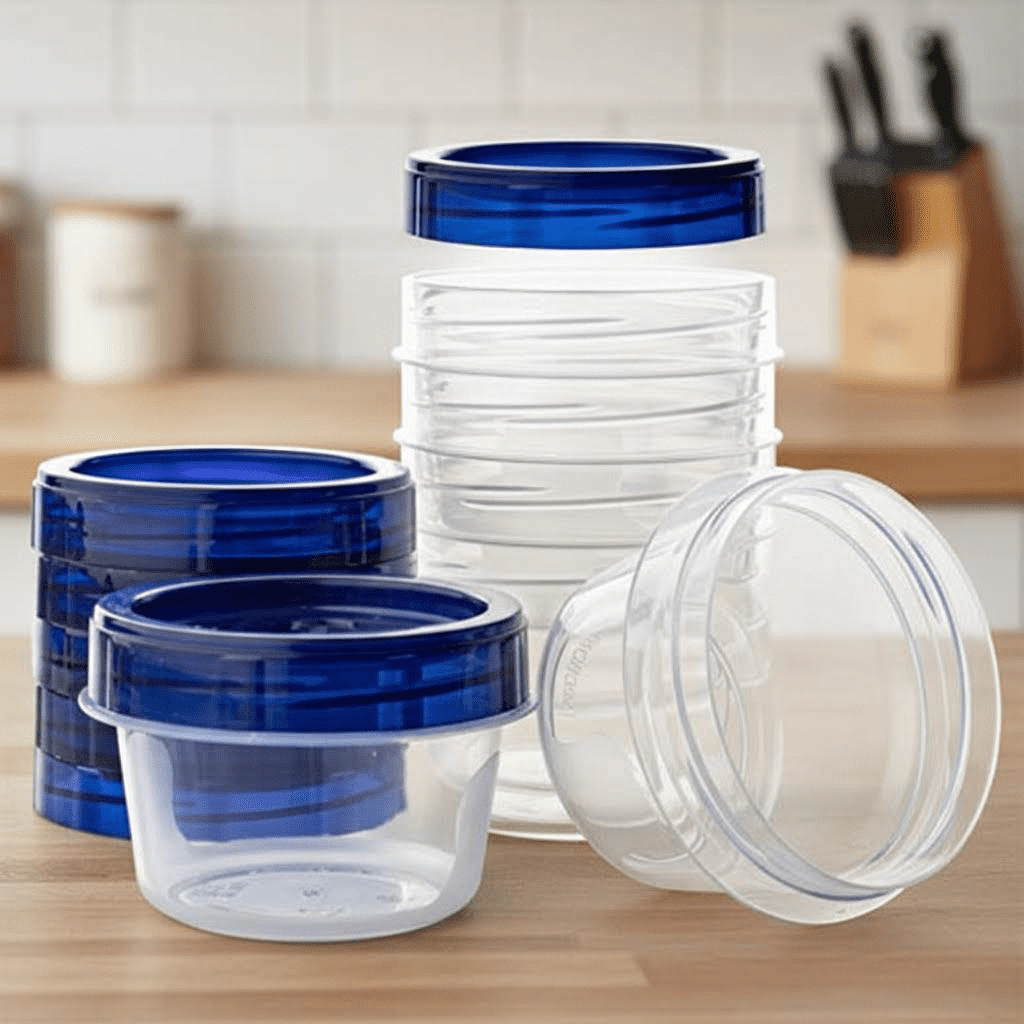 Clear Bottom with Blue Top Reusable Deli Containers, Stackable Food ...