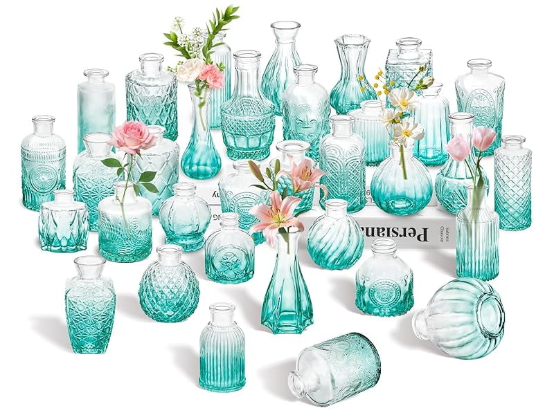 Clear Bud Vases Bulk 32,Small Flower Vases for Wedding Decor,Glass ...