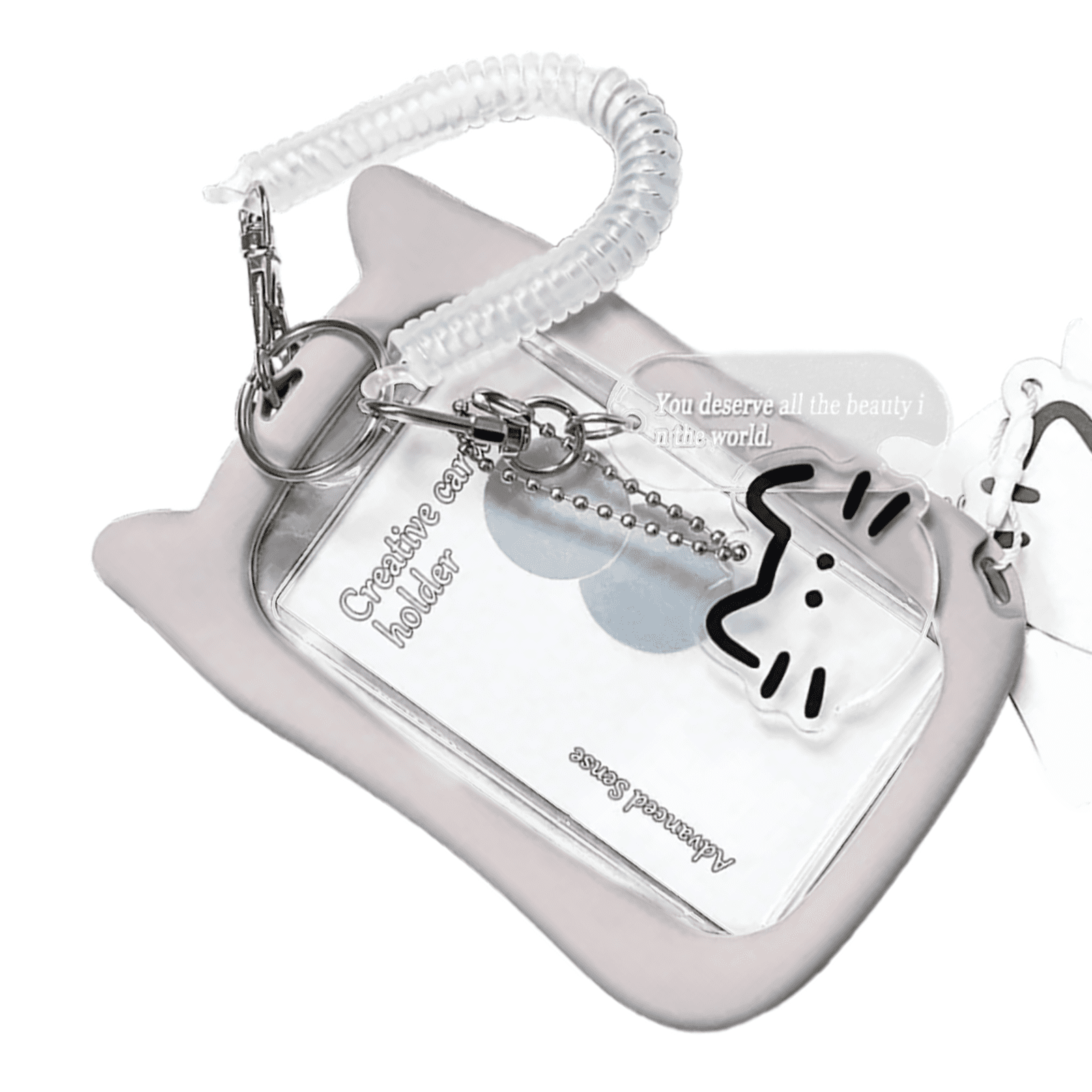 Clear Bus Card Sleeves Cats Ear Photocard Holders Keychain Pendant Card ...