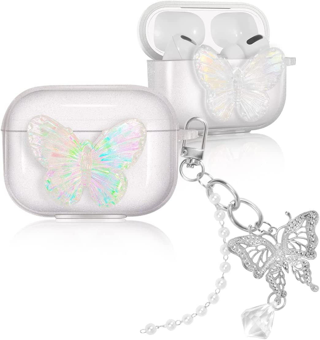 Clear Butterfly Girls Case for AirPod Pro Aesthetic Cute Glitter TPU ...