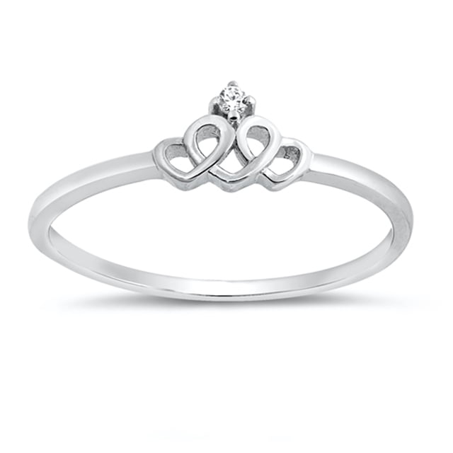 Clear CZ Infinity Heart Knot Promise Ring .925 Sterling Silver Band ...