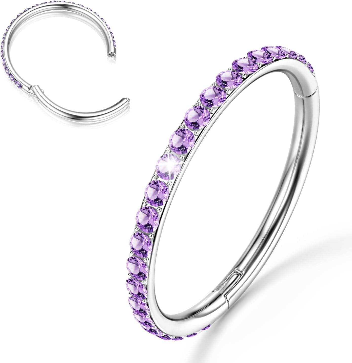 Clear CZ Nose Rings Hoop - 316L Surgical Steel Body Piercing Hoop ...