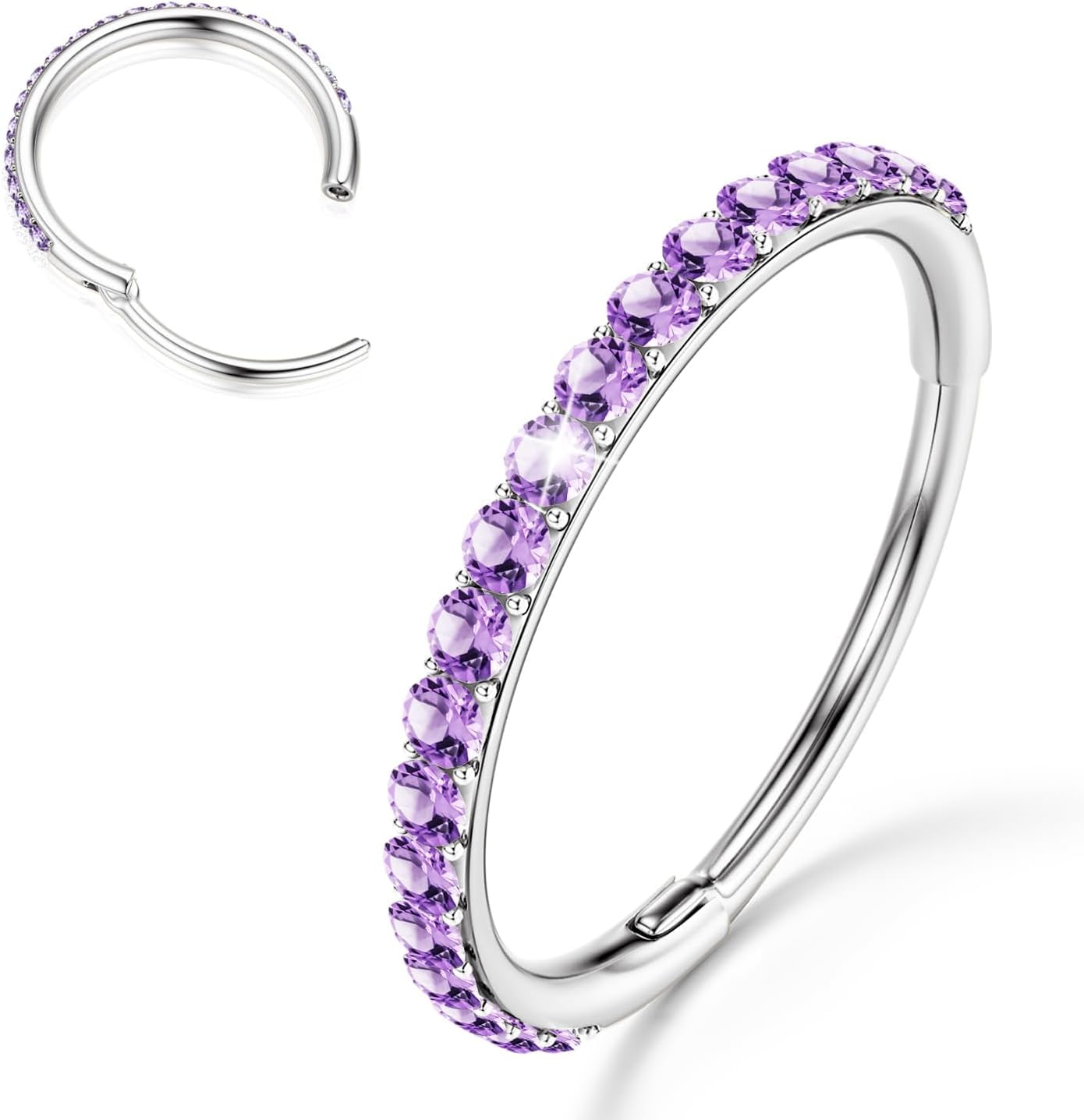 Clear CZ Nose Rings Hoop - 316L Surgical Steel Body Piercing Hoop ...