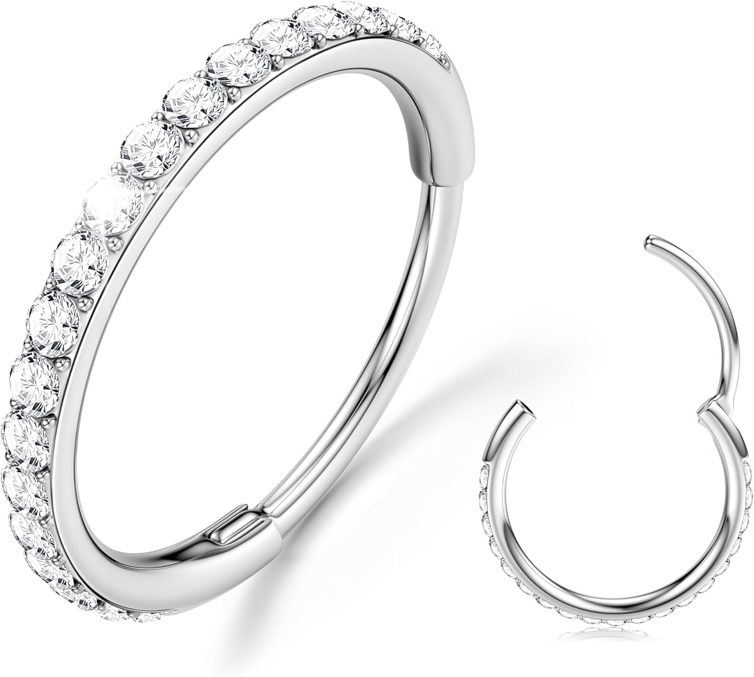 Clear CZ Nose Rings Hoop - 316L Surgical Steel Body Piercing Hoop ...