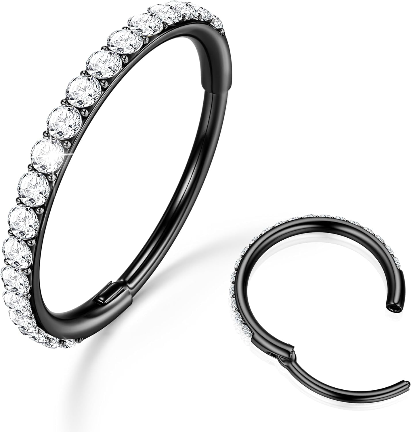 Clear CZ Nose Rings Hoop - 316L Surgical Steel Body Piercing Hoop ...