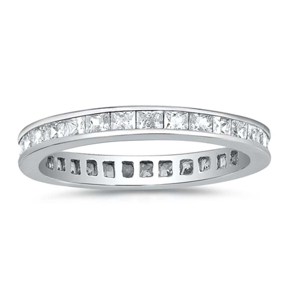Clear CZ Stackable Accent Eternity Wedding Ring Sterling Silver Band White 925 Female Size 6 ...
