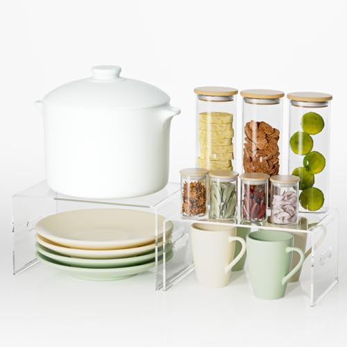 Clear Cabinet Organizer, 2 Pack Acrylic Shelves for Kitchen Pantry ...