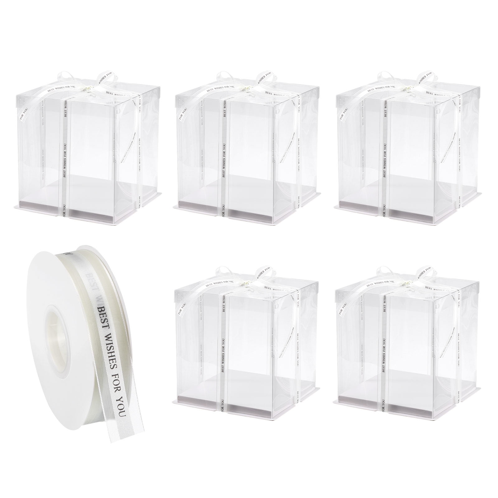 Clear Cake Box, 5Pcs 9"x9"x9" - Tall Cake Boxes with Ribbon for 6 Inch ...