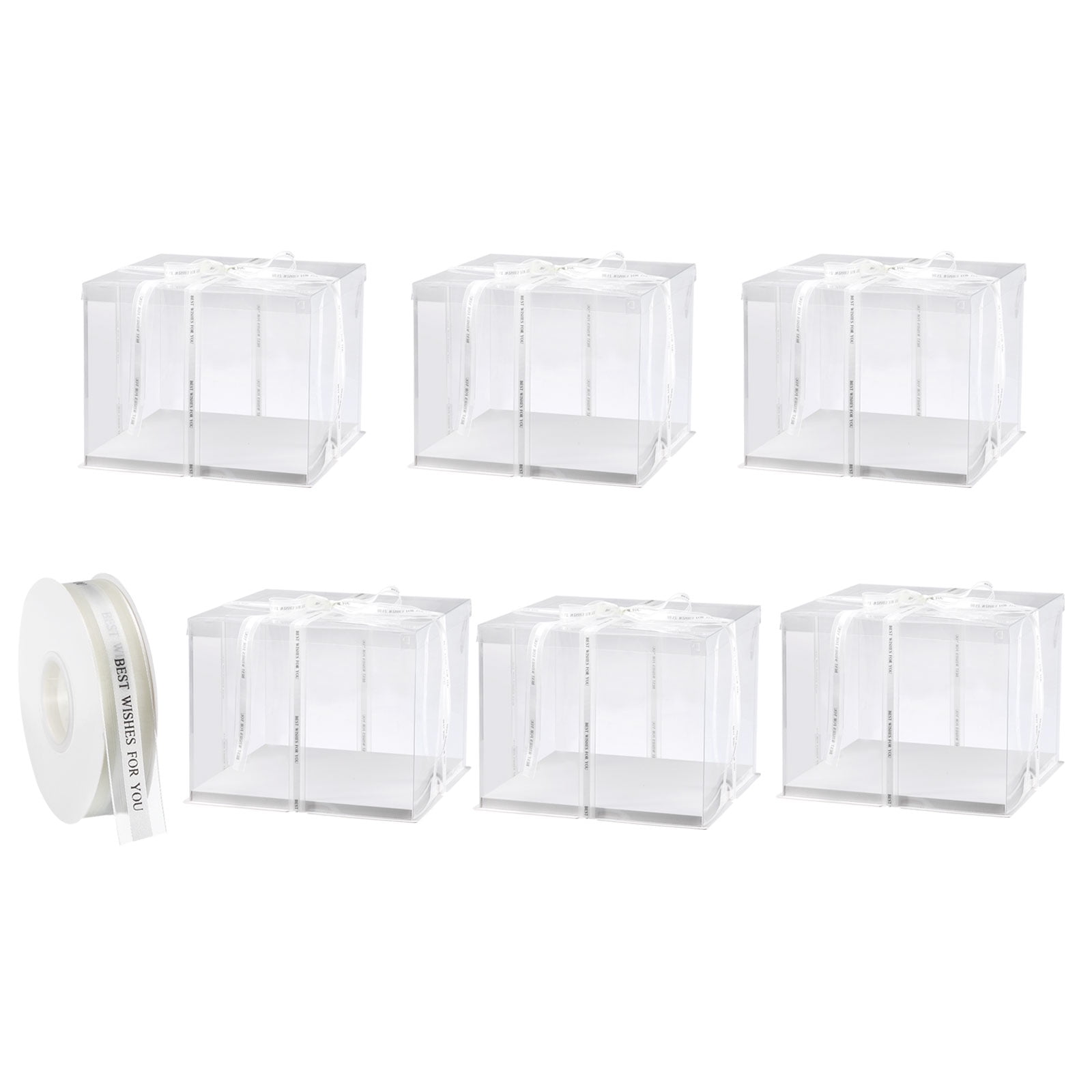 Clear Cake Box, 6Pcs 13"x11"x13" - Tall Cake Boxes with Ribbon for 12 ...