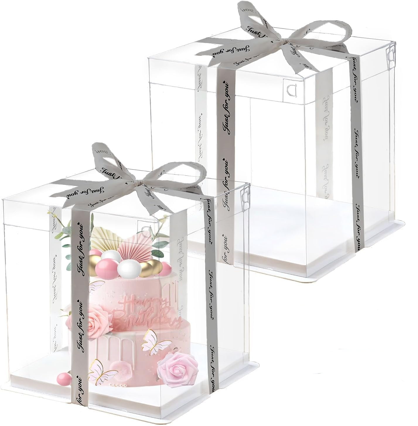 Clear Cake Box, Dingrich 2 Pack Transparent Cake Box with Ribbon, 10" x ...
