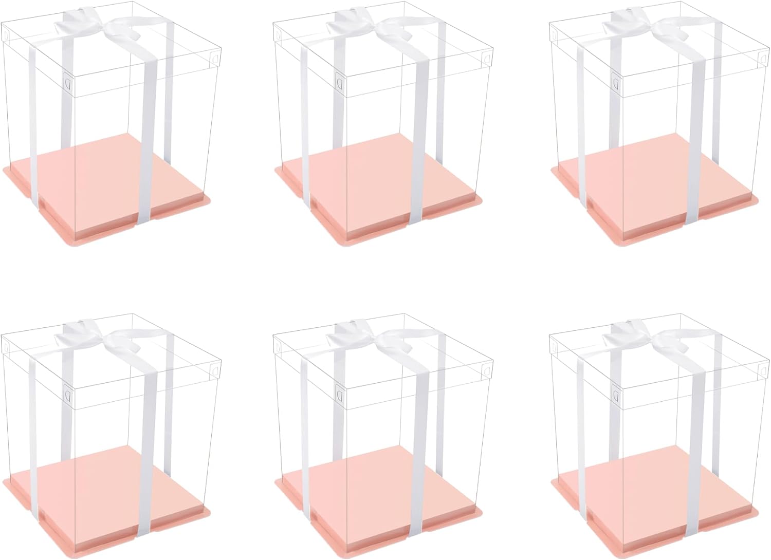 Clear Cake Box with Ribbon, 8-Inch 10-Inch Cake Boxes, Transparent Tall ...