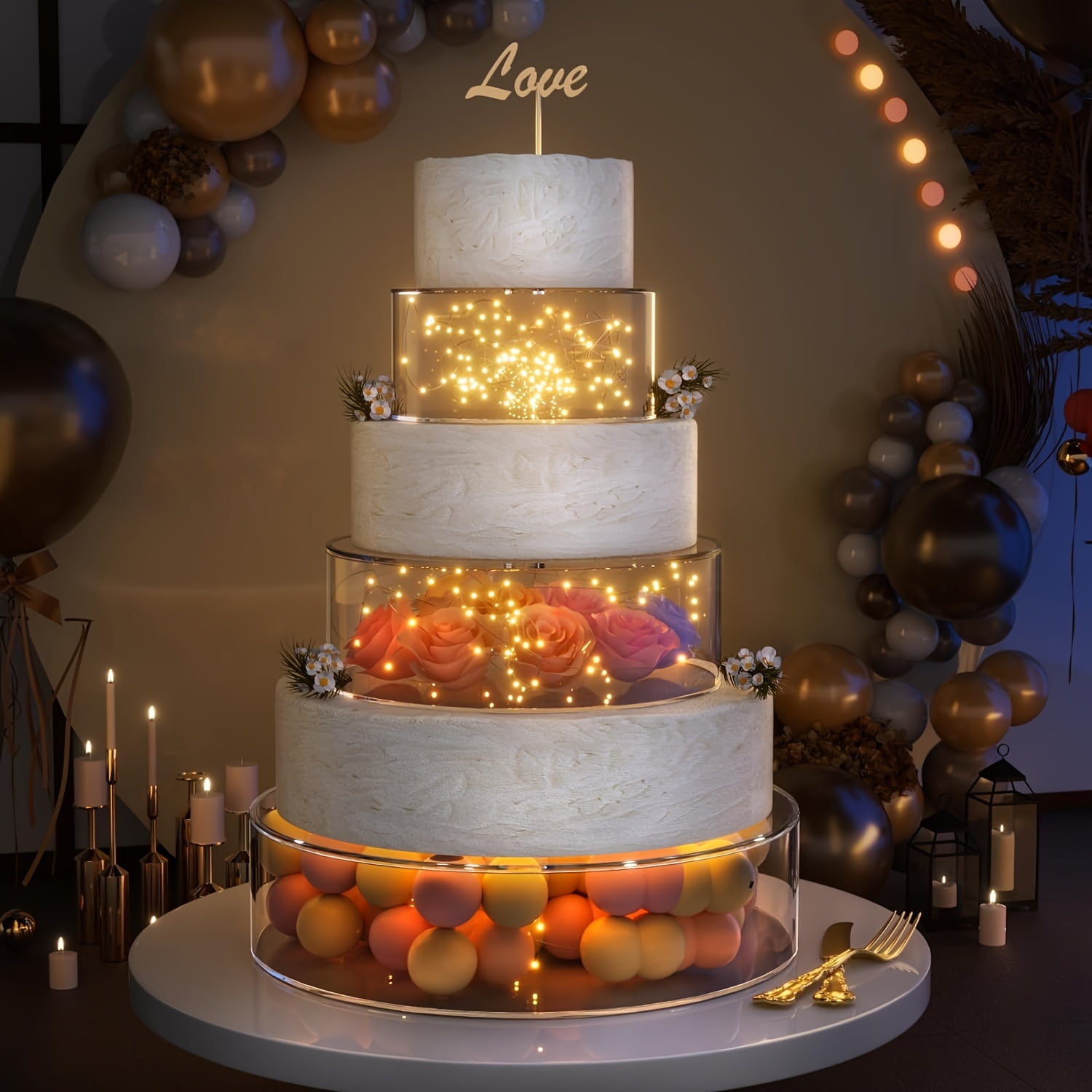 Clear Cake Stand, Fillable Cake Box Riser Cake Tier, Round Cake Display ...