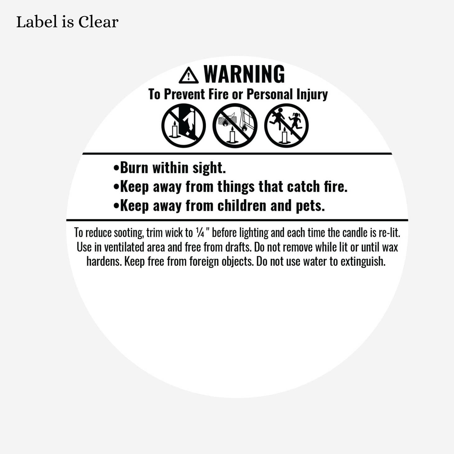 Clear Candle Warning Labels 1 Roll (2,500 each) Candle Safety Labels ...