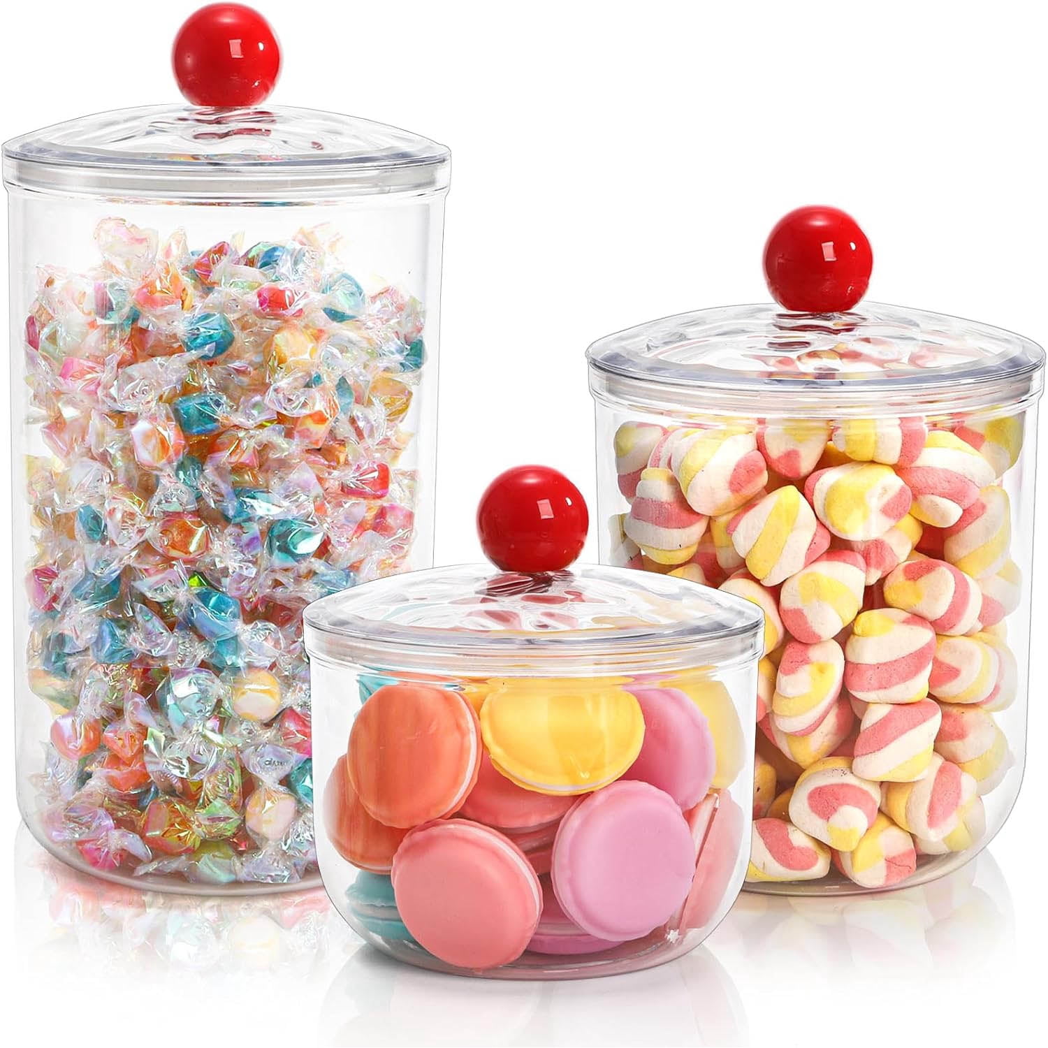 Clear Candy Jar, Airtight Plastic Cookie Jars with Lids, Wide Mouth ...