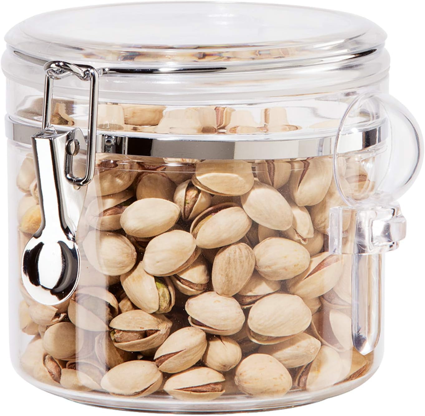 Clear Canister Airtight 28oz - Clamp Lid & Spoon - Airtight Food ...