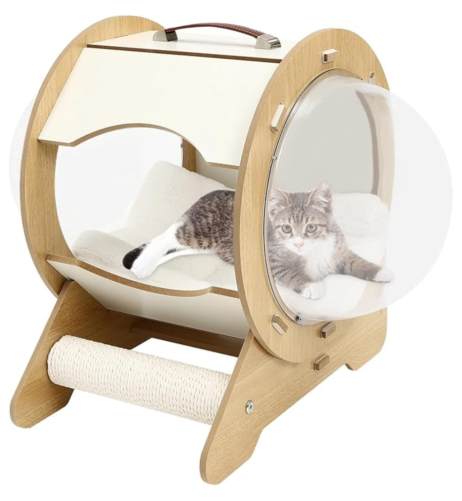 Clear Capsule Cat Bed, 22 lbs Load Freestand Modern Spaceship Space ...