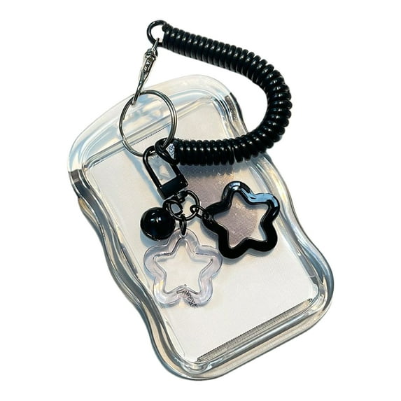 Clear Card Holder with Spring String Water Resistant Card Covers Card ...