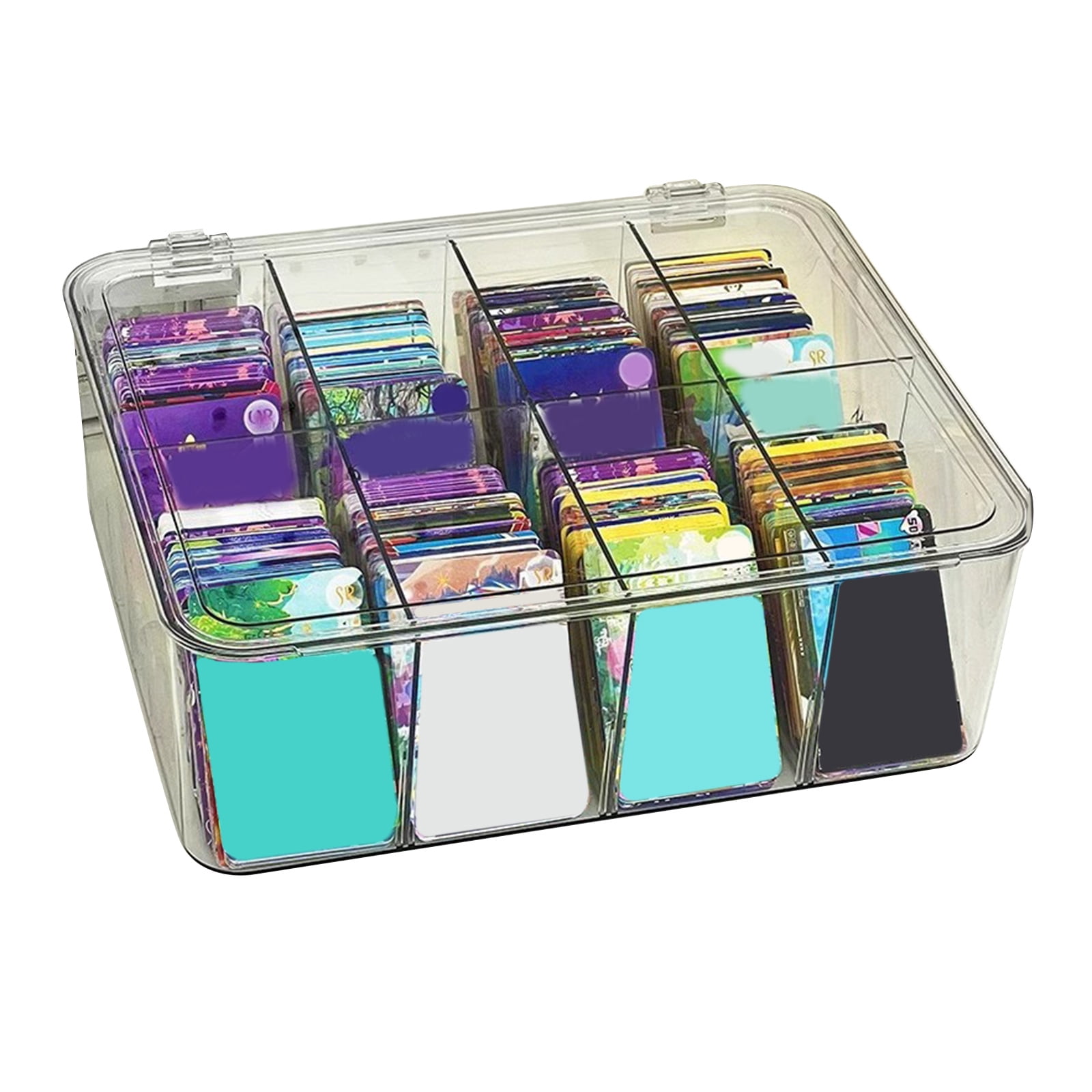 Clear Card Storage Box with 6/8/12 Compartments for Organizing Children ...