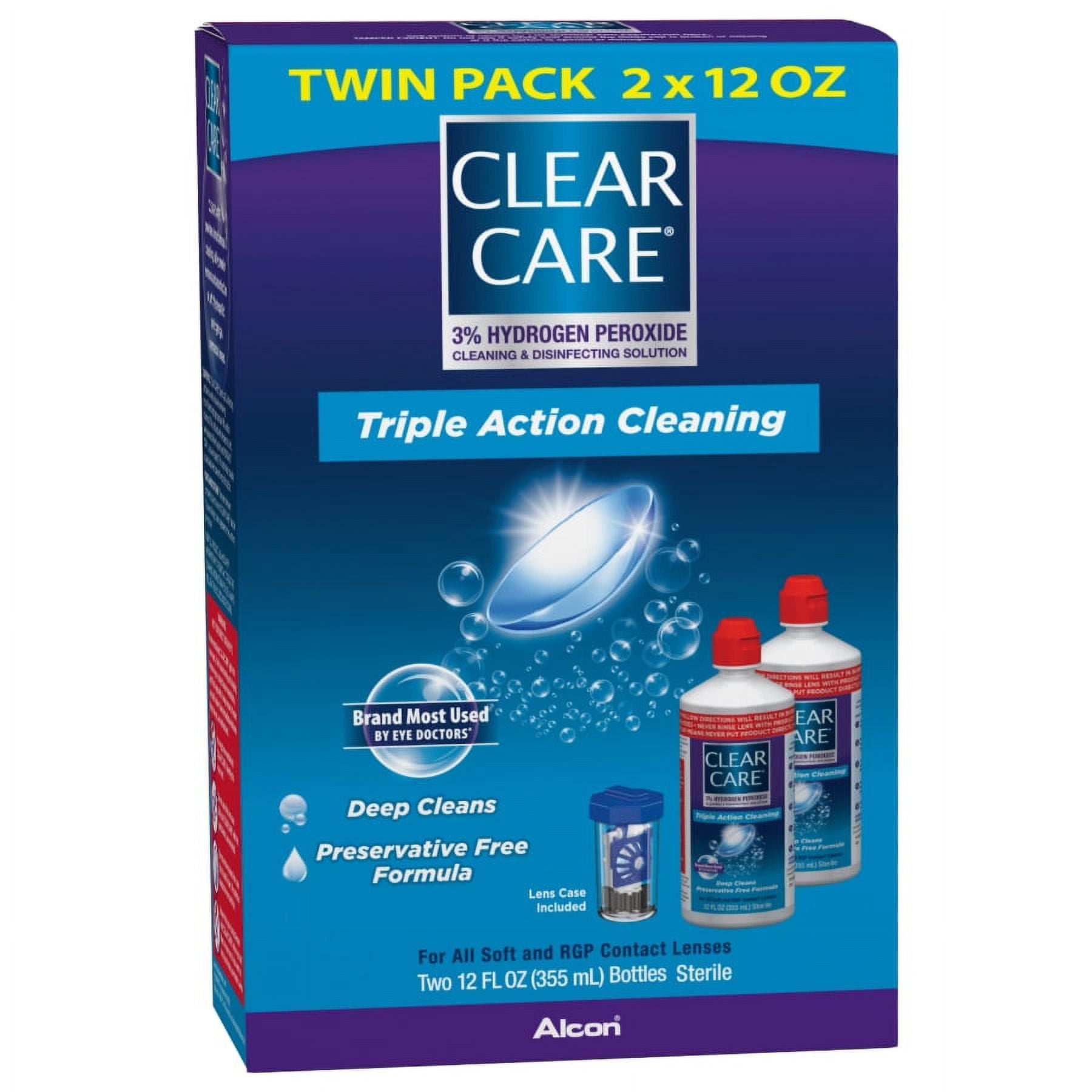 Clear Care Hydrogen Peroxide Lens Cleaner, Soaking Saline Solution, Gas ...