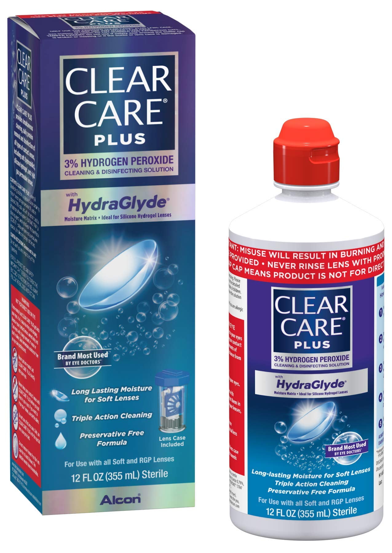 Clear Care Plus Cleaning and Disinfecting Contact Lens Liquid Solution, One 12 oz per pack Deals ...