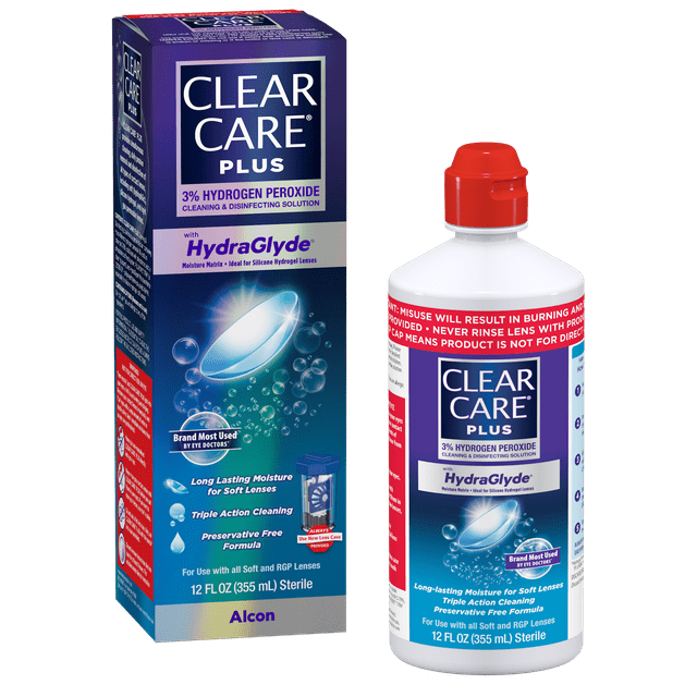 Clear Care Plus Contact Lens Liquid Cleaning Solution for Daily Use, 12 fl oz, 1 Count per Pack ...