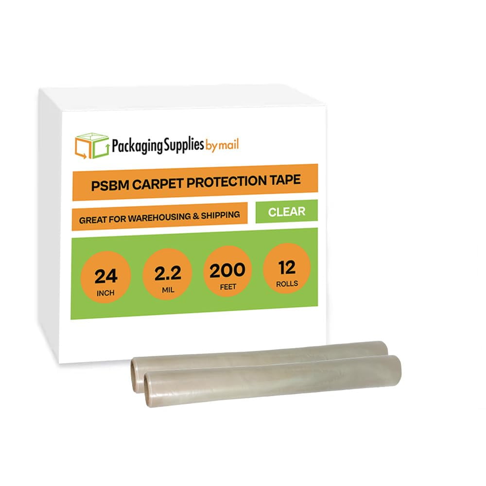 Clear Carpet Protection Adhesive Tape , 12 Rolls - 24" x 200 Feet, 2.2 ...