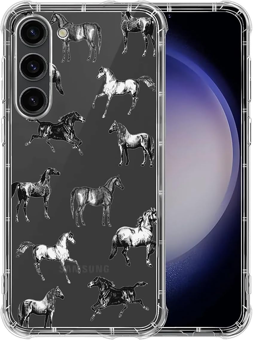 Clear Case Compatible with Samsung Galaxy S23, Horse-Black Cute Soft ...