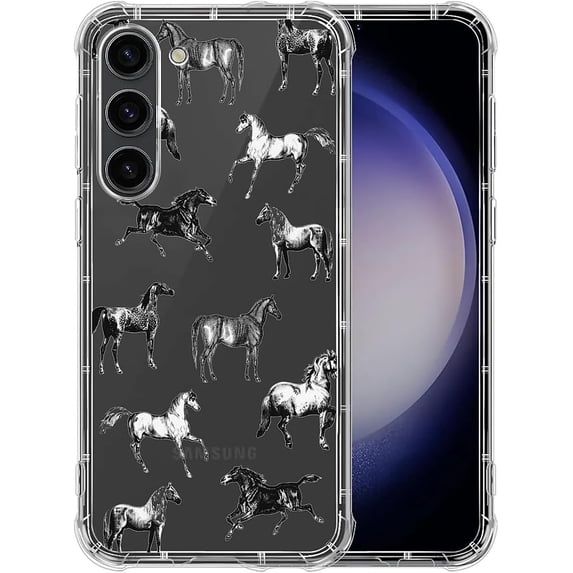 Clear Case Compatible with Samsung Galaxy S23, Horse-Black Cute Soft ...