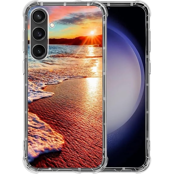 Clear Case Compatible with Samsung Galaxy S24, Beach Scenery Cute Soft ...