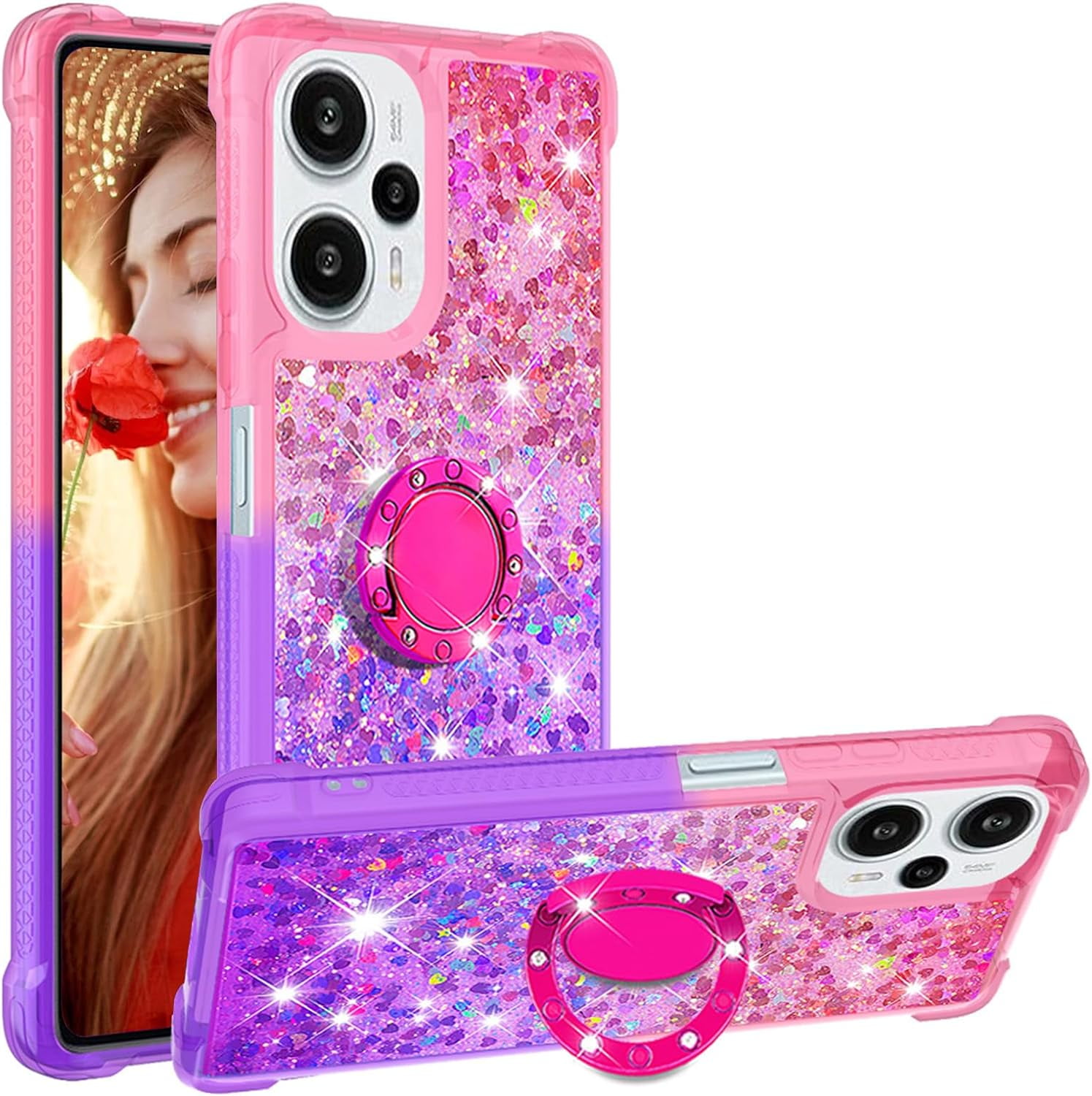 Clear Case for Xiaomi Poco F5 5G with Kickstand for Girls Women, Liquid ...