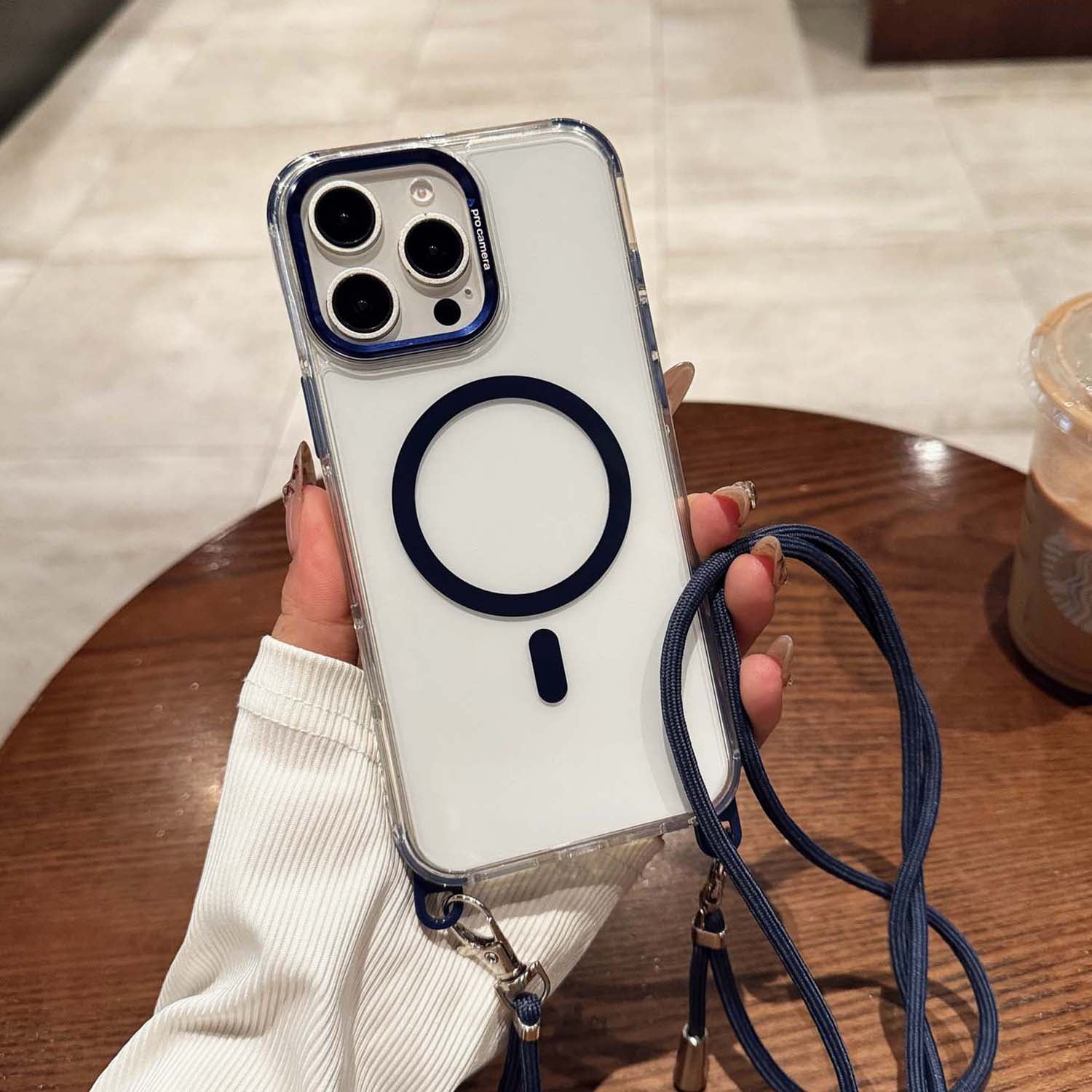 Clear Case for iPhone 12 Pro 6.1" with Shoulder Strap, Magnetic Cover ...