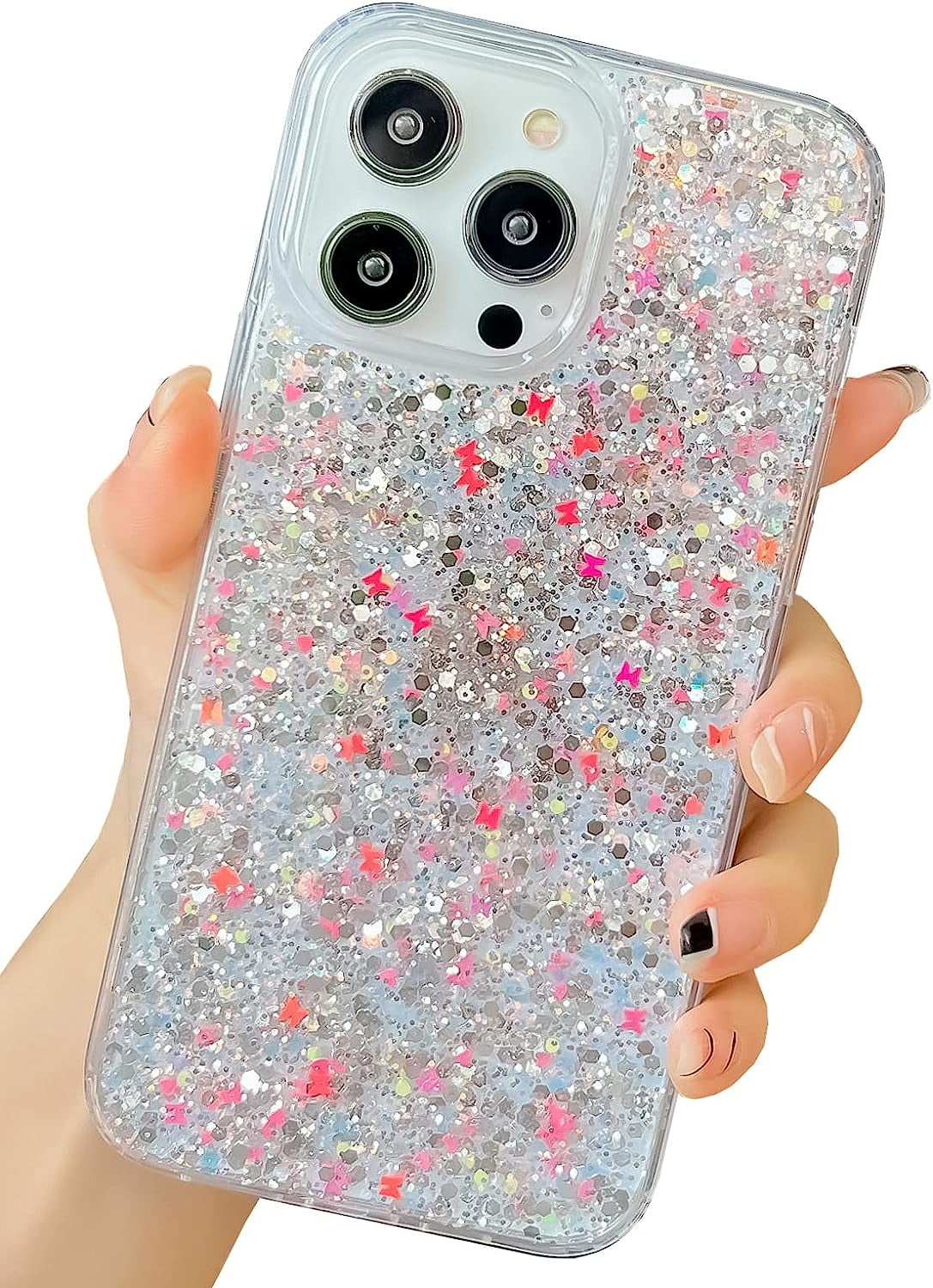 Clear Case for iPhone 13 Pro for Women, Sparkle Glitter Girly Case ...