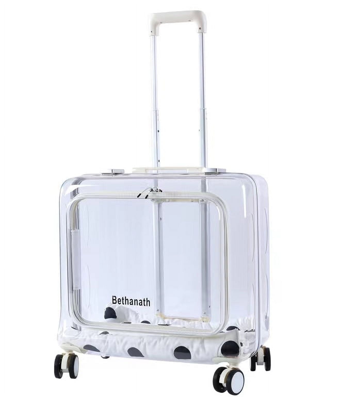 Clear Cat Carrier Suitcase with Wheels for Pet Travel, Transparent Hard ...